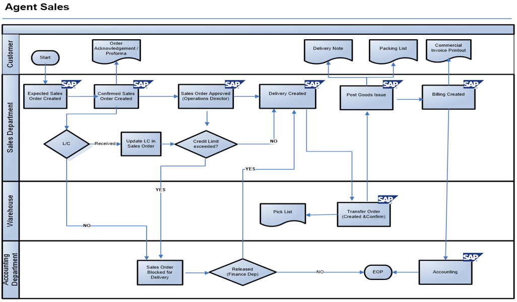 SAP SD Blueprint Direct Sales Process Scenario With Flow Diagram ERP 